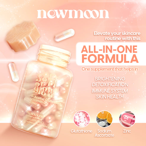 NEW MOON 500mg S-Acetyl Glutathione, Collagen & Vitamin | Glowing Beau ...
