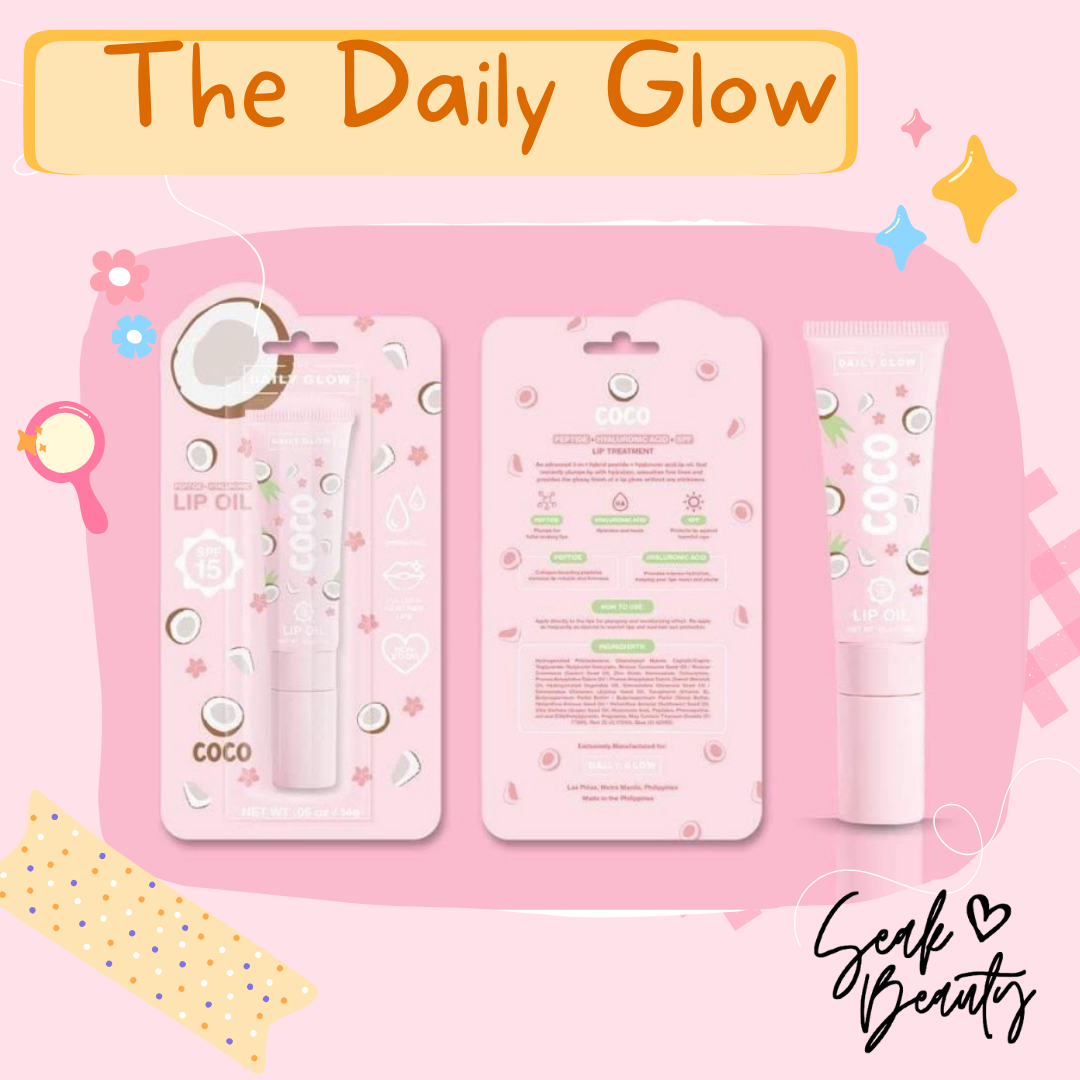 The Daily Glow Peptide Lip Oil SPF 15 with Hyaluronic Acid – Seak Beauty